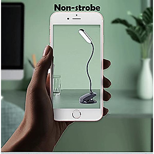 COLORLIFE Desk Lamp Battery Operated Rechargeable Clip On Reading Light Light up to 100 hrs Flexible Gooseneck Cordless Dimmable Lamp for Desk Bed Headboard Piano (Black)