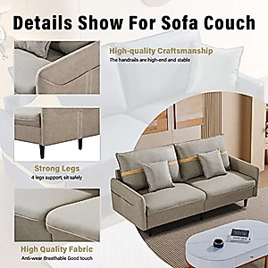 gefayluo 72.8 inch Sofa Couch Mid-Century 3-Seat Tufted Love Seat for Living Room Bedroom Office Apartment Dorm Studio and Small Space 2 Pillows Included (Silvery Gray)