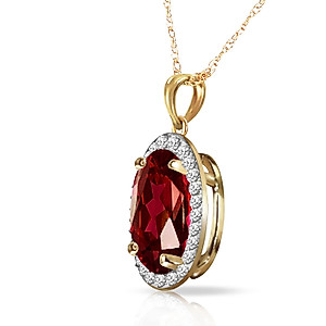Galaxy Gold GG 14k 24" Solid Yellow Gold Necklace 7.93 ct Oval-shaped Ruby Diamonds Pendant