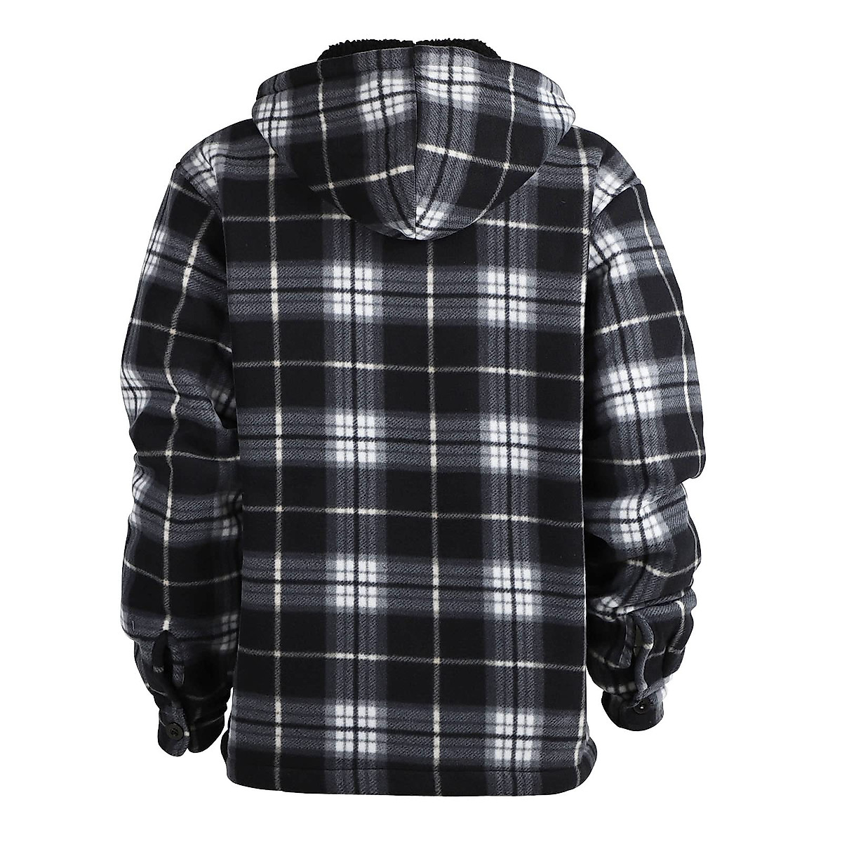 Winter Heavy Warm Sherpa Lined Fleece Plaid Flannel Jacket Men Plus Size S-5XL Big&Tall Mens Coat (X-Large, Black as Shown)