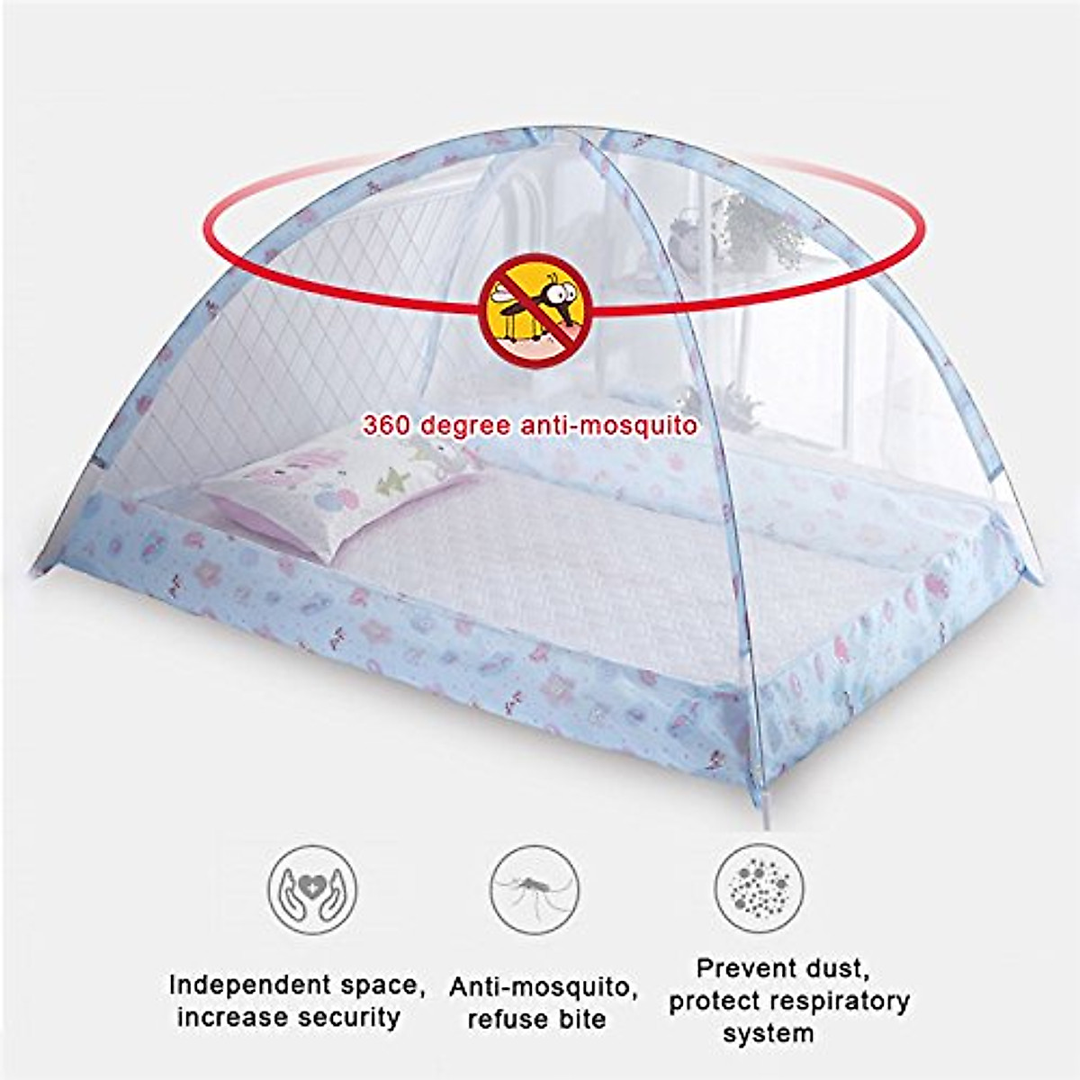 Rrut Baby Safety Net Tent, Premium Baby Bed Canopy Netting Cover Mesh Nursery Mosquito Net - Stylish and Sturdy Infant Crib Tent Net - Protect Your Baby from Falls or Bites Purple 90CM×120CM