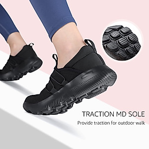 STQ Walking Shoes Women Non Slip Lightweight Slip On Sneakers for Work All Black Size 7.5