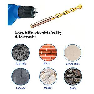Masonry Drill Bit Set 1/8 in. Carbide Tip Golden Flute Drill Concrete Stone Bricks-20Pcs