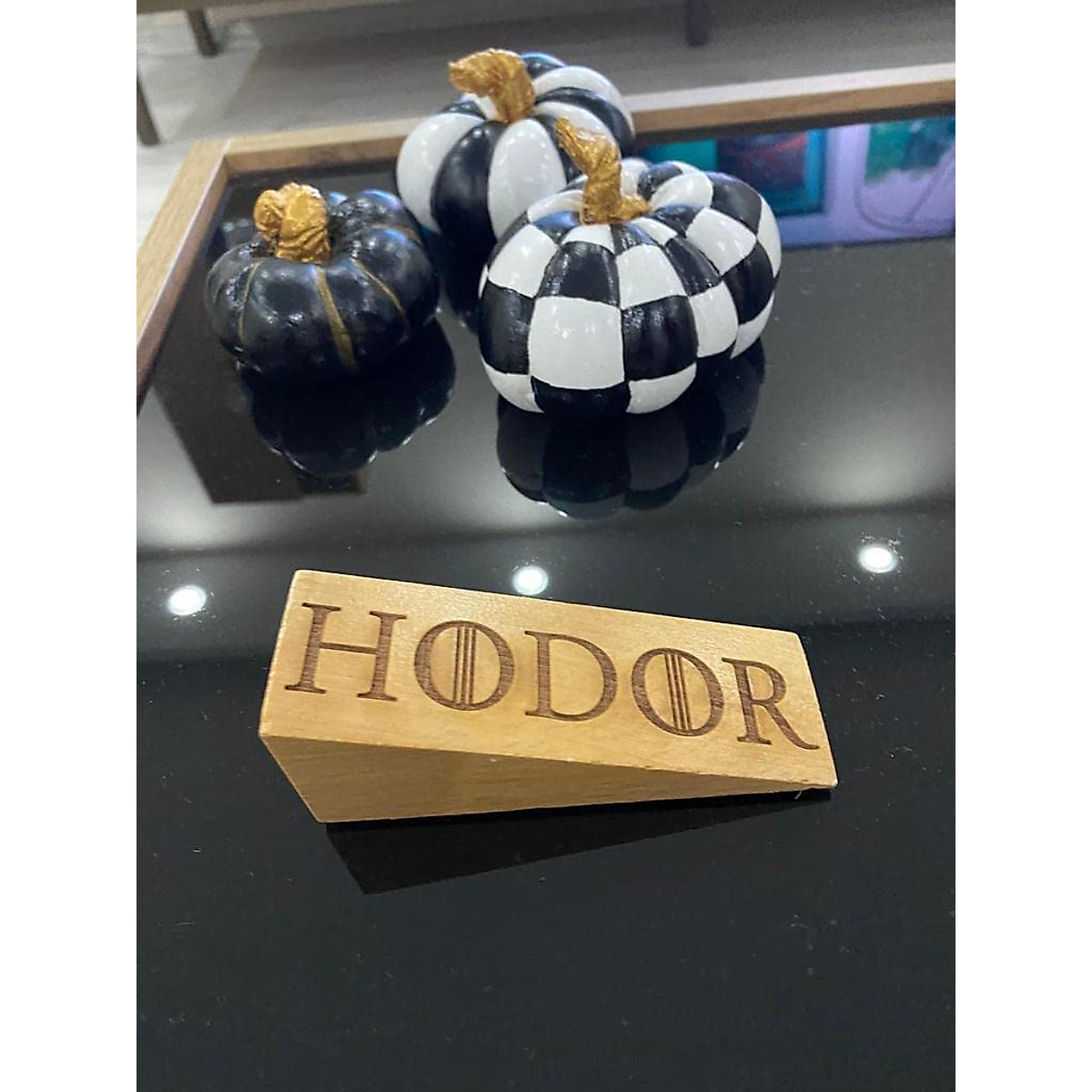 Natural Door Stop Hodor Stopper Elms Wood Ulmaceae Strong Hold Anti- Slip Rubber Wedge GOT Compatible with Every Surface 2 Pack Gift Engraved Merchandise Gag