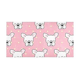 Fluffy Floor Carpet-French Bulldog-39x20in Front Door Mat Indoor Machine Washable Carpet,Aesthetic Rug
