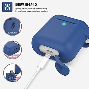 Coffea Protective Silicone Case with Keychain for Apple AirPods 2 (Royal Blue)