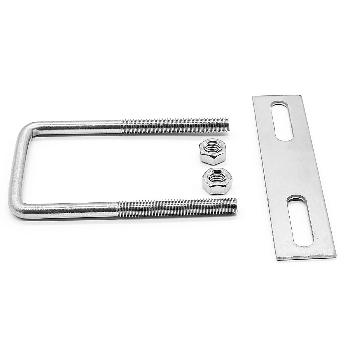BokWin 4PCS M6x40x80mm Stainless Steel Square U-Bolt Tie Down U Bolt with Frame Plate and Nuts