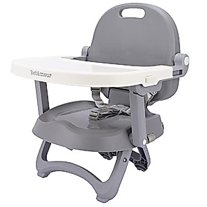 Bebamour Baby Booster Seat Grow with Pocket Snack Booster Seat for Dining Table with Removable Tray(Grey)
