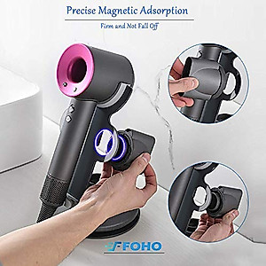 Hair Dryer Holder for Dyson Supersonic, Magnetic Stand Holder with Power Plug Cable Organizer, Aluminum Alloy Bracket, Bathroom Organizer for Dyson Supersonic Hair Dryer, Diffuser and Nozzles