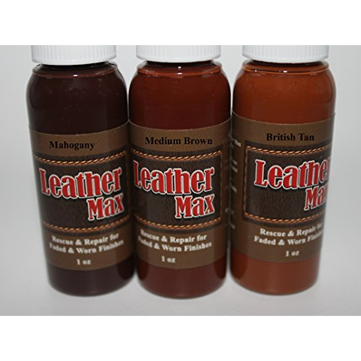 Leather Max Complete Leather Refinish, Restore, Recolor & Repair Kit/Now with 3 Color Shades to Blend with/Leather & Vinyl Refinish (Earth Mix)