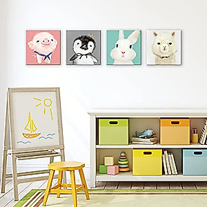 Merrleem Kids Canvas Wall Art Prints Colourful Animals Wall Decor Picture Painting for Baby Room Bedroom Nursery Decor (12"x12"x4pcs)