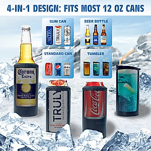 SANDJEST 4-in-1 Best Dad Ever Tumbler Gifts for Dad from Daughter Son - 12oz Dad Can Cooler Tumblers Travel Mug Cup - Stainless Steel Insulated Cans Coozie Christmas, Birthday, Father's Day Gift