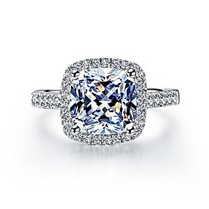 TenFit Jewelry 3 Carat VVS1 Simulated Diamond Engagement ring for Women silver Wedding Jewelry, Size:7
