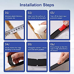 FAKILO U-Shape Edge Banding, 16.4ft TPE Self Adhesive Veneer Edging Trim Flexible Edge Protector, Furniture Edge Strip for Countertop Table Cabinets Shelves Restoration (7/20'' (9mm),Black)