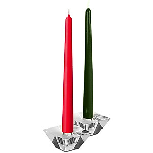 Hyoola Christmas Candles - Green and Red Taper Candles 12 Inch Dripless, 12 Pack Unscented Holiday Candles - European Made