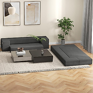 RELAX4LIFE Convertible Folding Sofa Bed - Medium Firm Fold Out Futon Couch w/8’’ Memory Foam, Washable Cover, Floor Lounge Sleeper Mattress for Living Room Guestroom Home Office Dorm Apartment (Twin)