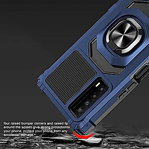 for TCL Stylus 5G Case with Tempered Glass Screen Protector, Heavy Duty Protection Technology Built-in Kickstand Rugged Shockproof Protective Phone Case for TCL Stylus 5G,(Blue)