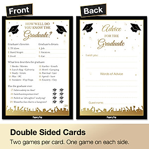 Papery Pop 2024 Graduation Party Games - Set of 4 Games for 30 Guests - Double Sided Cards - Graduation Party Supplies