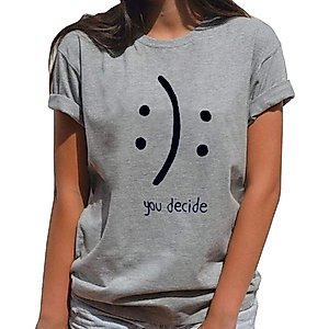 BLACKMYTH Women's T-Shirts Cotton Funny Grahpic Design Casual Short Sleeve Top Tees Grey Medium
