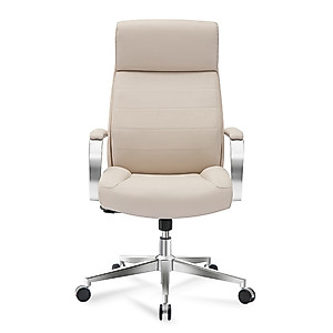 Realspace® Modern Comfort Modee Vegan Leather High-Back Executive Office Chair, Sand/Chrome, BIFMA Compliant