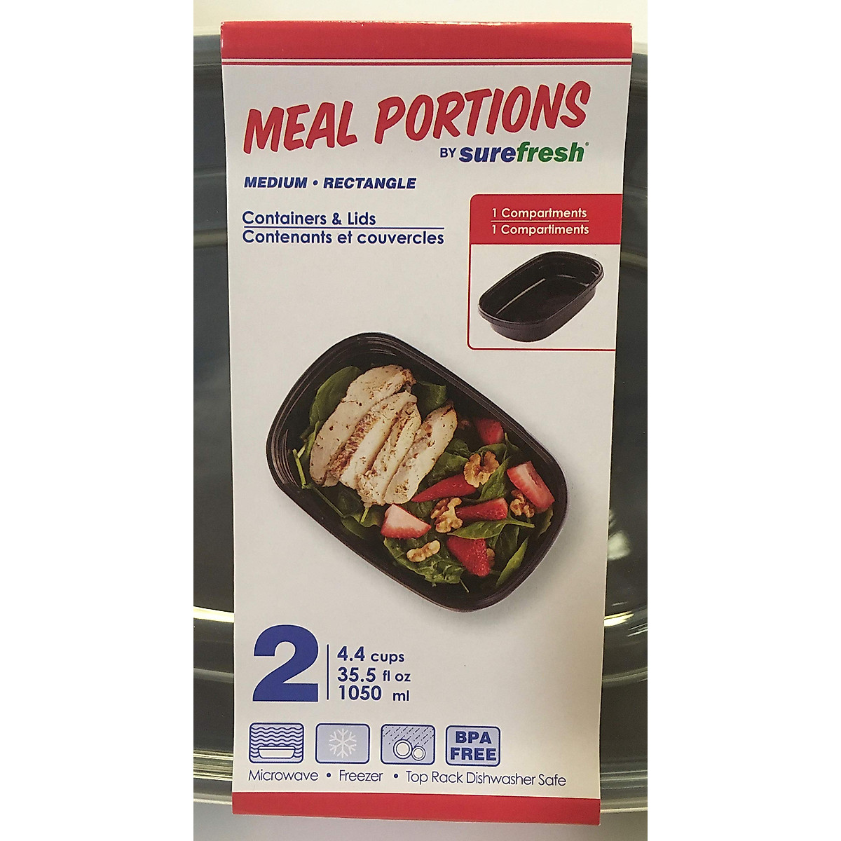 Medium rectangle container & lid 4.4 cup (2-pack)