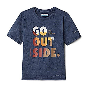 Columbia Youth Boys Ranger Lake Graphic Short Sleeve Tee, Collegiate Navy/Outsiders, X-Large
