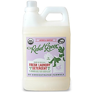 Rebel Green USDA Organic HE Liquid Fresh Laundry Detergent - Natural & Hypoallergenic Laundry Soap, Lavender and Grapefruit - 64 Loads