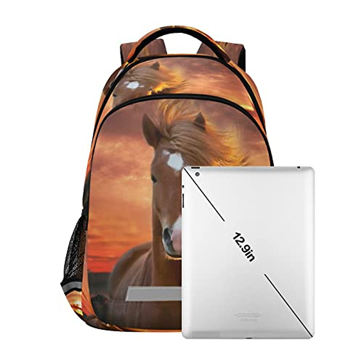 Kids Backpack Sunset Horse Bookbag Elementary School Bag for Boys Girls Travel Rucksack