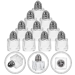 HEMOTON 10Pcs Mini Salt and Pepper Shakers Tiny Cube Shape Pepper Shakers Glass Shaker Bottle Condiment Storage Jar for Storing Pepper, Sugar for Wedding Table Party
