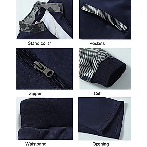 DOINLINE Men's Sweatsuit Tracksuit 2 Piece Outfit Long Sleeve Jogging Running Athletic Sports Suit Set Blue XL