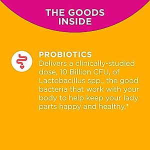 OLLY Happy Hoo-Ha Capsules, Probiotic for Women, Vaginal Health and pH Balance, 10 Billion CFU, Gluten Free - 25 Count