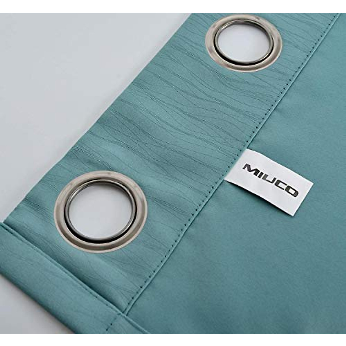 MIUCO Blackout Curtains Room Darkening Curtains Textured Grommet Curtains for Window Treatment 2 Panels 52x63 Inch Long Teal