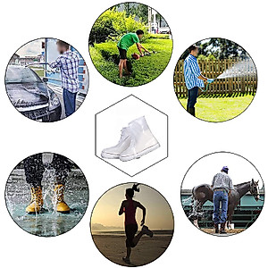 Waterproof Shoes Cover, Rain Boot Shoe Covers, Reusable Women Men PVC Rubber Sole Overshoes Galoshes Protectors for Cycling Camping Travel (XXL, White)