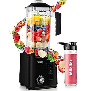 Mueller DuraBlend, 10-Speed 3.0hp Professional Series Blender - Pulse Mode and Ice Crushing Powerful Motor, Smoothie Blender, 74 Oz, 6 Stainless Steel Blades, Blend, Chop, Grind, with Smoothie Bottle