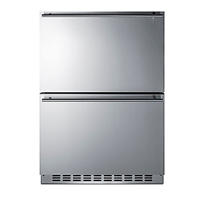 Summit Appliance ADRF244CSS 24" Wide 2-Drawer Refrigerator-Freezer, ADA Compliant, 3.32 cu.ft Capacity, Temperature Alarm, Indoor/Outdoor Compatible, Stainless Steel Drawers, Frost-free, Child Lock
