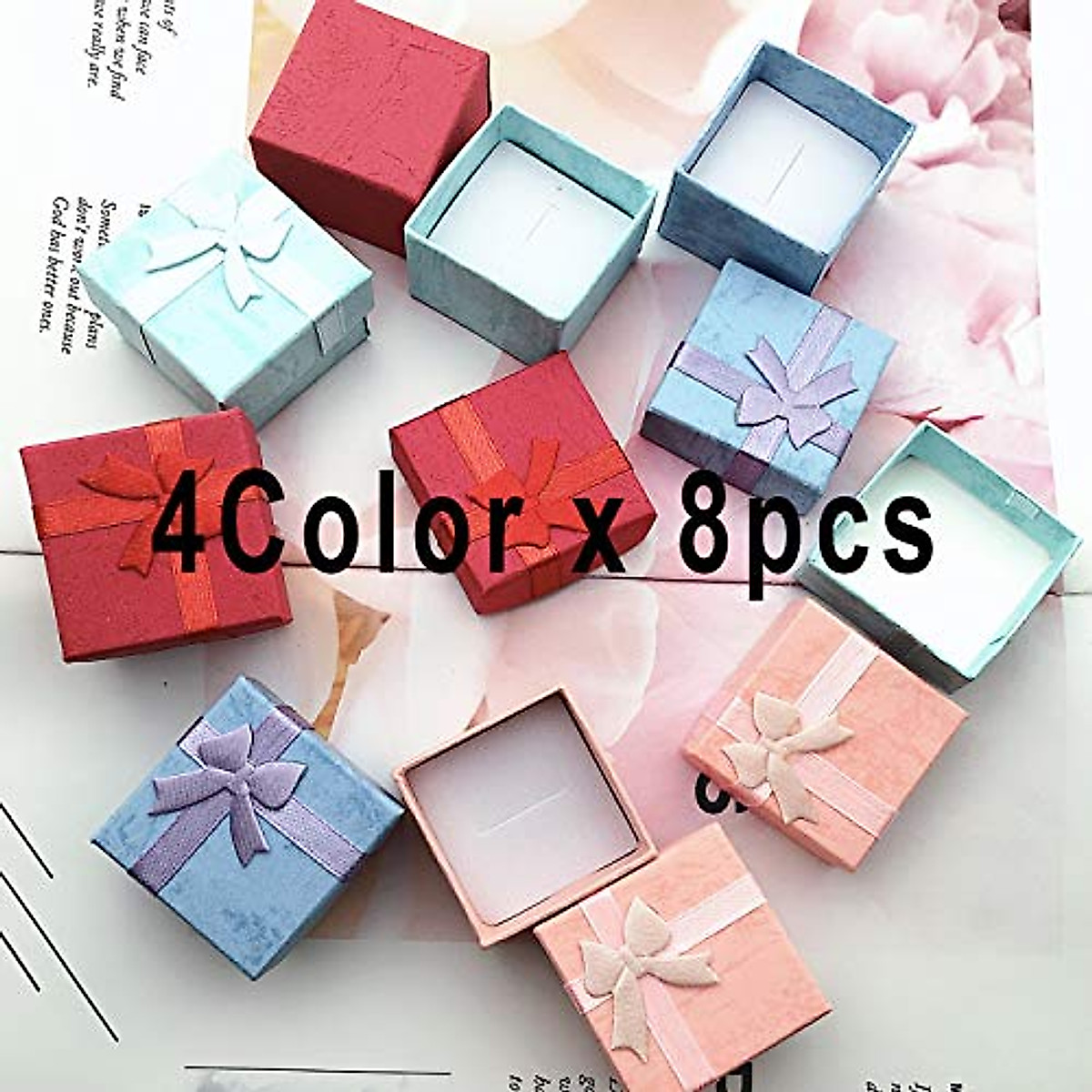 Markeny 32 Pcs Gift Box Set Ring for Ring and Earring Jewelry Anniversaries, Weddings, Birthdays, 4Color