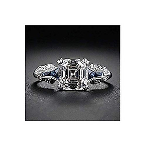 suwanpoom 2.45ct White Topaz Vintage Jewelry 925 Silver Wedding Engagement Ring Size 6-10 (ุ6)
