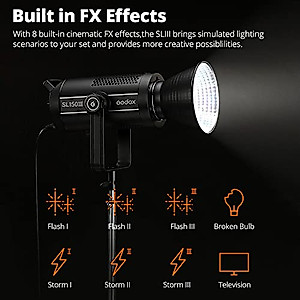 Godox SL150III SL150WIII 160W 5600K Daylight Balanced LED Video Light, with Strong Power Mode,Silent Mode, FX Effects for Newborn Photography,Portrait,Interview Lighting, Video Filming.