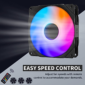 novonest RGB Case Fan,120mm Intelligent Control Silent Mirror Chassis Fan,Comes with Fan Hub,Remote Control,Adjustable Light Brightness and Light Effect Mode, UA0106(5-Pack)