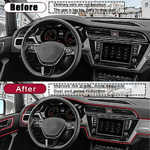 32FT Car Interior Trim Strip, Plated Insert Car Trim Stripe Tape, Universal Car Seam Filler, Flexible Car Interior Trim Accessories (Red)