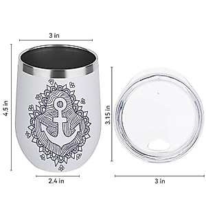 silichee 12 Oz Stainless Steel Stanley Cup with Lid Doodle Anchor Coloring Pages Insulated Tumblers Vacuum Coffee Mugs for Hot and Cold Drinks,Wine,Coffee