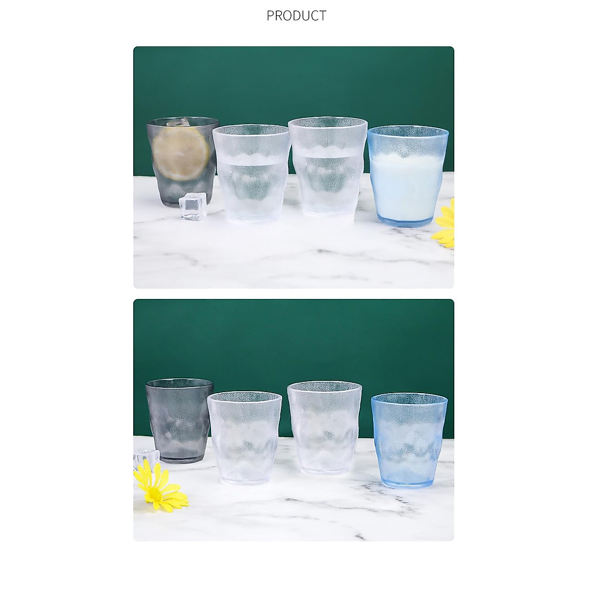 czmylzytt Set of 8 Acrylic Drinking Cups, 8 Oz Reusable Plastic Drinking Glasses, Juice Cups for Hot and Cold Drinks, BPA-Free, Drinking Cups Suitable for Party, Kitchen (Cups-Grey)