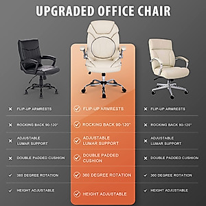 Comermax Executive Office Chairs with Lumbar Support and Flip up Arms Ergonomic Managerial Executive Chair Velvet Desk Chair with Wheels for Home Office (White)