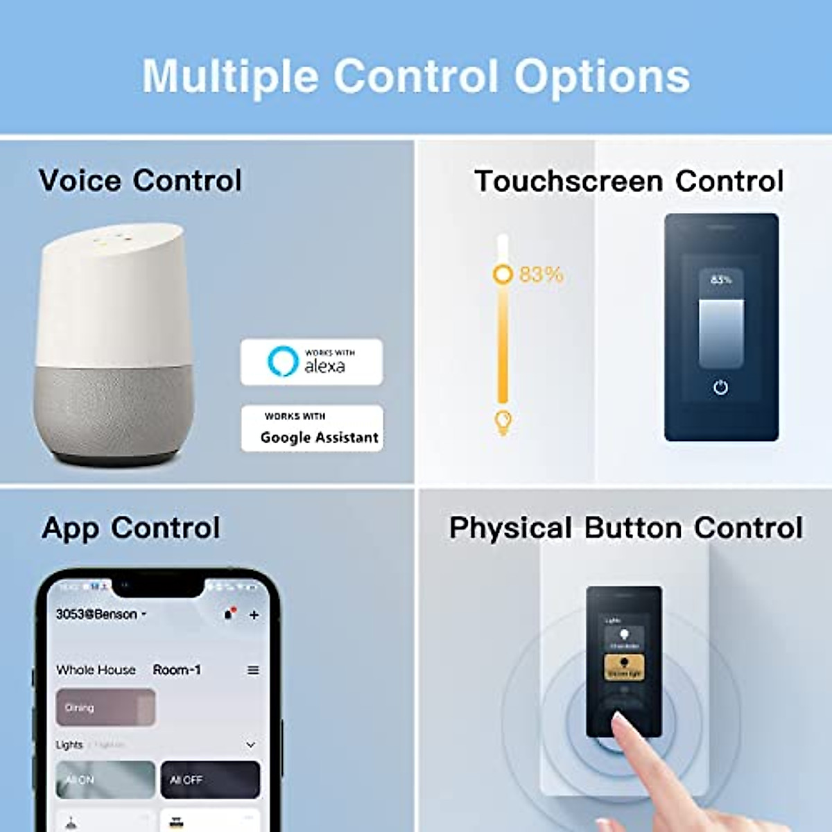 ORVIBO Matter Smart Touchscreen Dimmer Switch, 2.4GHz WiFi Dimmer Light Switch with Home Talk | Voice Control | Works with Alexa & Google Home | Timer & Schedule | Single Pole | Neutral Wire Required
