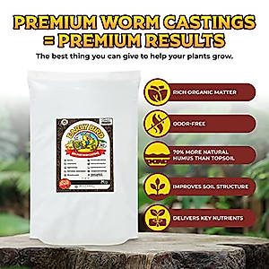 100% Pure Worm Castings Rich in Micro Nutrients - Odor Free Organic Plant Fertilizer for Indoor/Outdoor Use - Helps Reduce Soil Compaction, Improve Soil Aeration, Increase Water Retention, and More