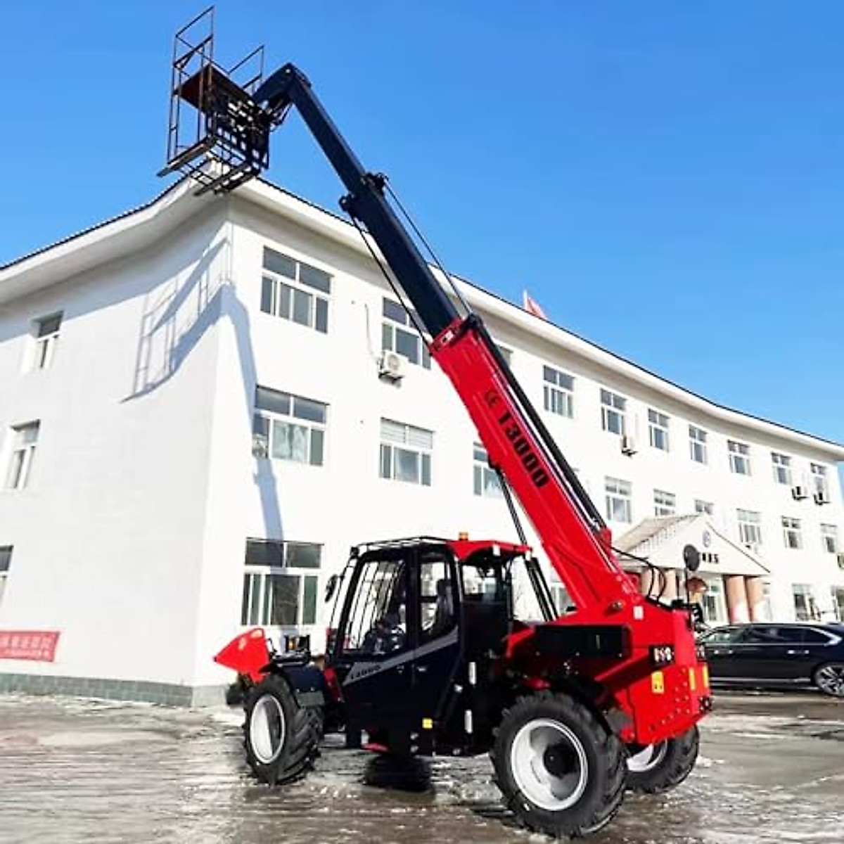 Double Telescopic Forklift Boom Loader for Container Bundle Stone Glass slabs Loading and unloading Handler from 14m Lifting