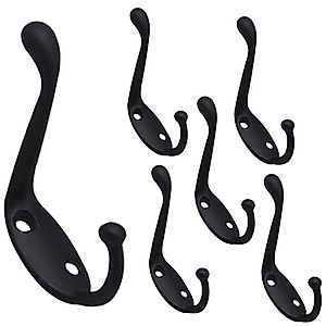 Hoshen 6 Pieces of Retro Wall Hooks, Coat Rack Hooks, European Style Living Room, Bedroom, Cloakroom, Indoor and Outdoor Retro Home Decoration, Including 12 Screws - Black