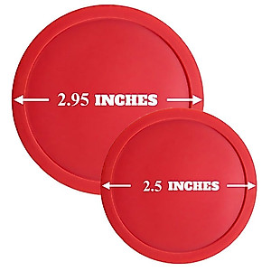 Qtimal Home Standard Air Hockey Paddles and 2 Size Pucks, Small Size for Kids, Large Size for Adult, Great Goal Handles Pushers Replacement Accessories for Game Tables (2 Striker, 6 Puck Pack)