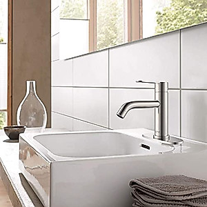 AMAZING FORCE Bathroom Faucet with Pop Up Drain Assembly and Deck Plate 1 or 3 Hole Bathroom Sink Faucet with Sink Drain Single Handle, Brushed Nickel 1.2 GPM