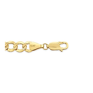 Olive & Chain Solid 10k Gold Curb Link Chain Bracelet for Men/Women, Yellow Gold, Hypoallergenic, Lobster Clasp Closure (6 mm, 8 Inch)